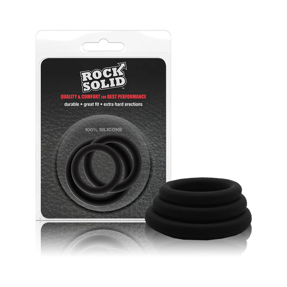 Rock Solid Tri-Pack Silicone Gasket Cock Rings Black – Spicy Supply